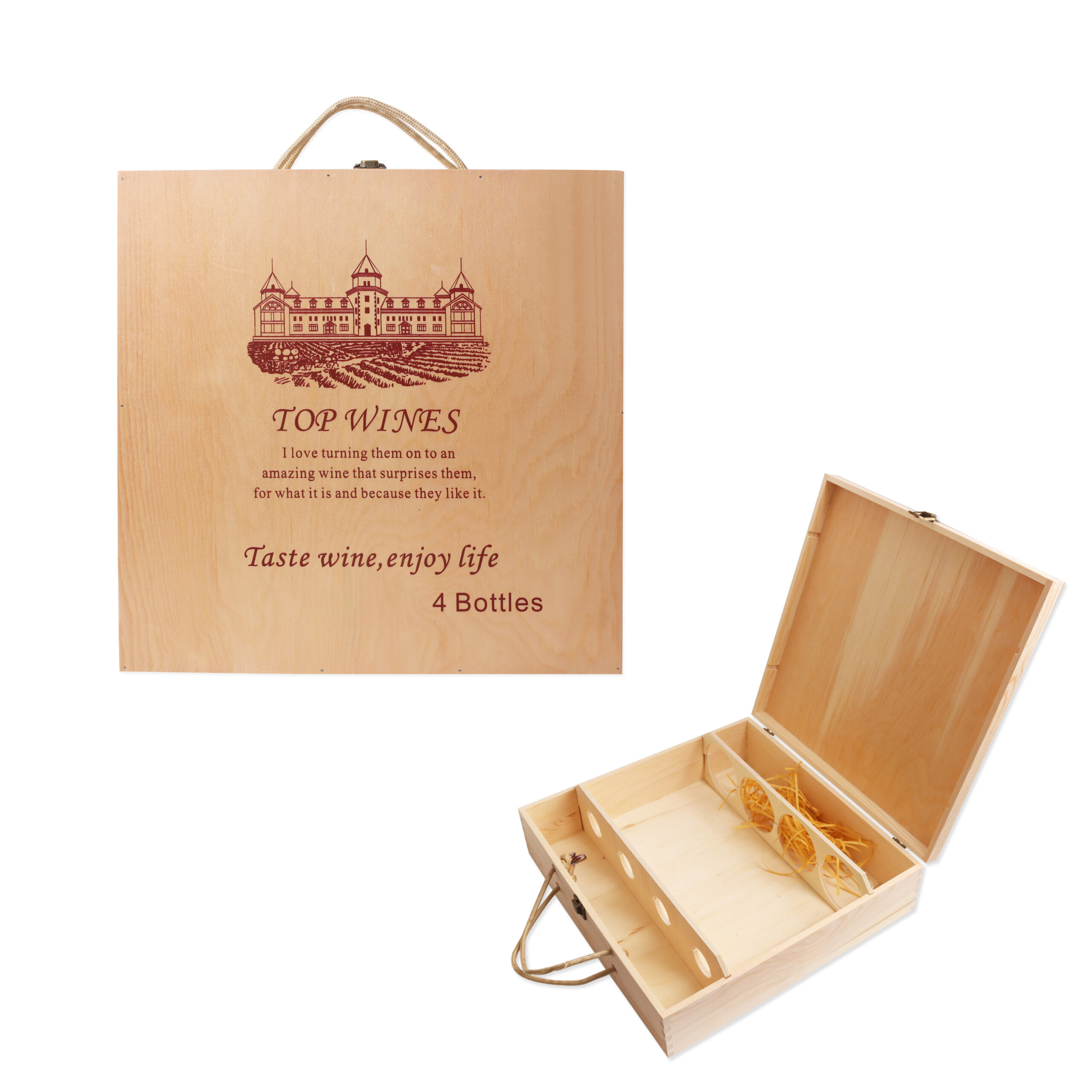 4 Bottle Vintage Wooden Wine Box - REP Merchandise Solutions