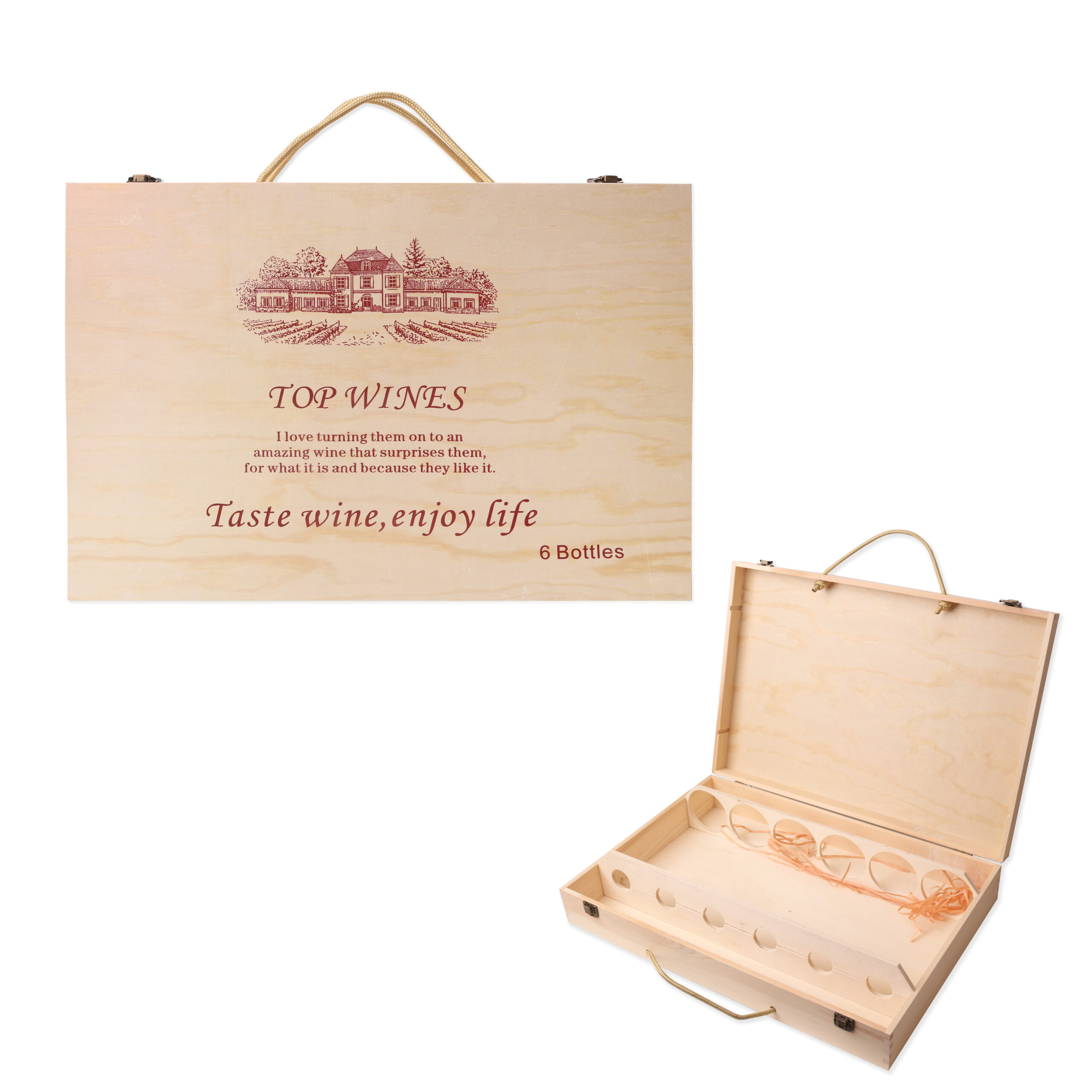 6 Bottle Vintage Wooden Wine Box - REP Merchandise Solutions